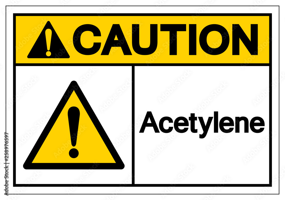 Caution Acetylene Symbol Sign, Vector Illustration, Isolate On White ...