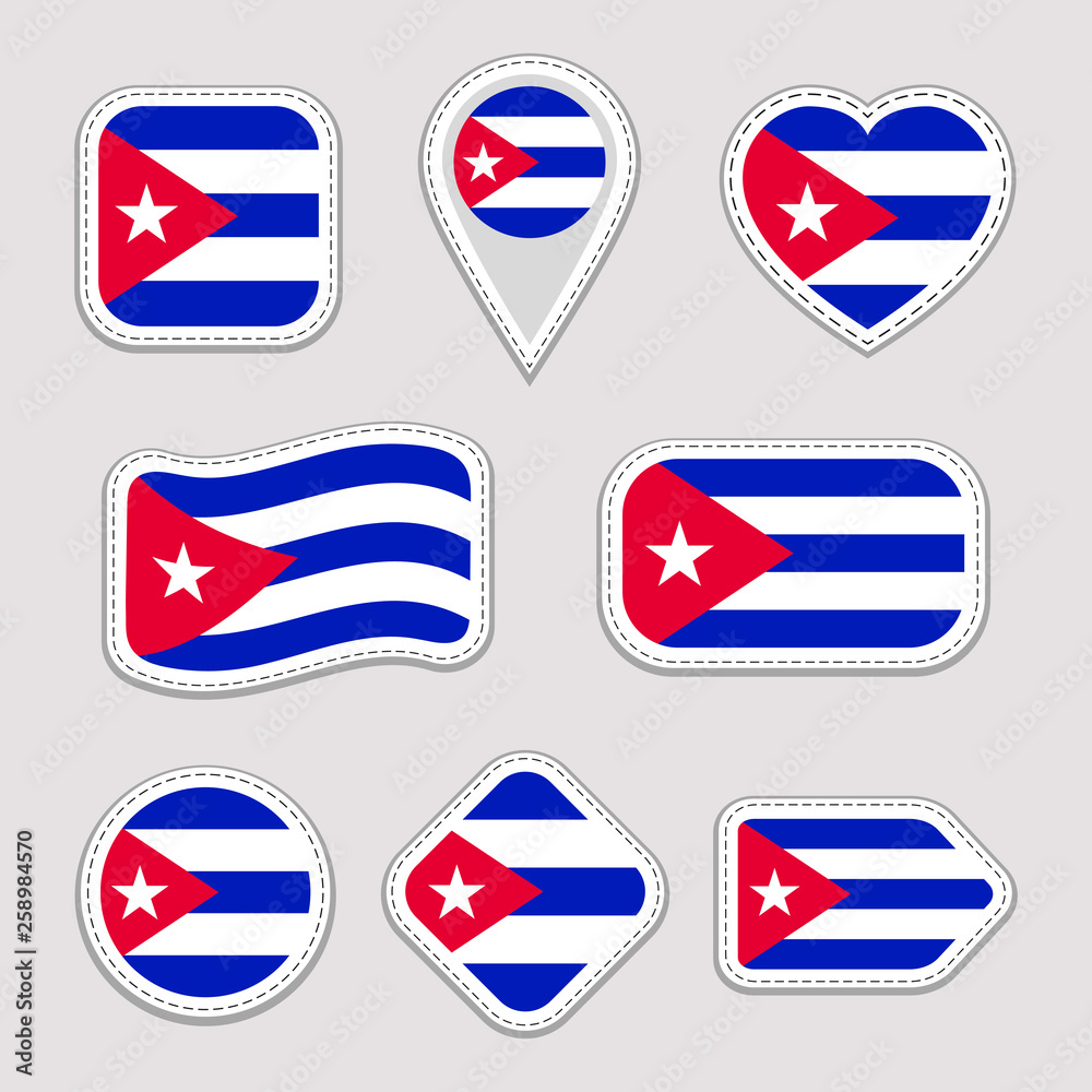 Cuba flag vector set. Cuban stickers collection. Isolated geometric ...