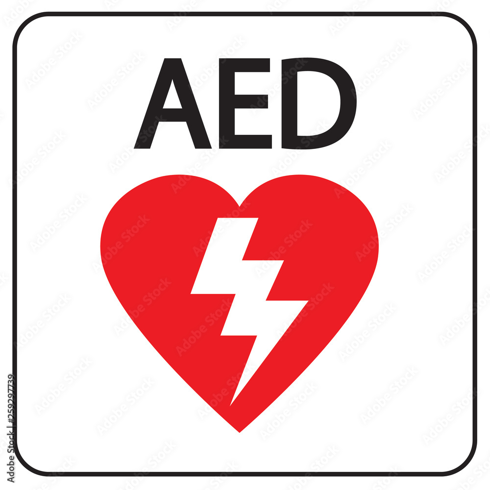 AED,automated external defibrillator / aed sign with heart and ...