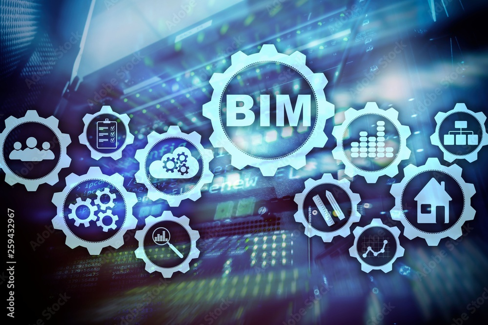 Building Information Modeling. BIM on the virtual screen with a server ...