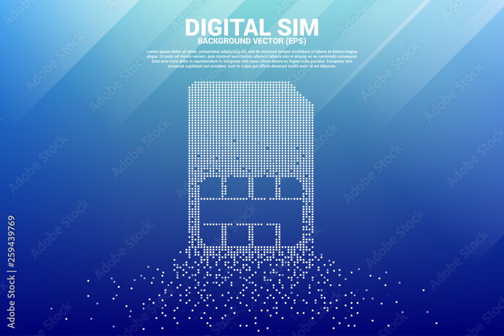 sim card icon from small square pixel. Concept for mobile digital ...