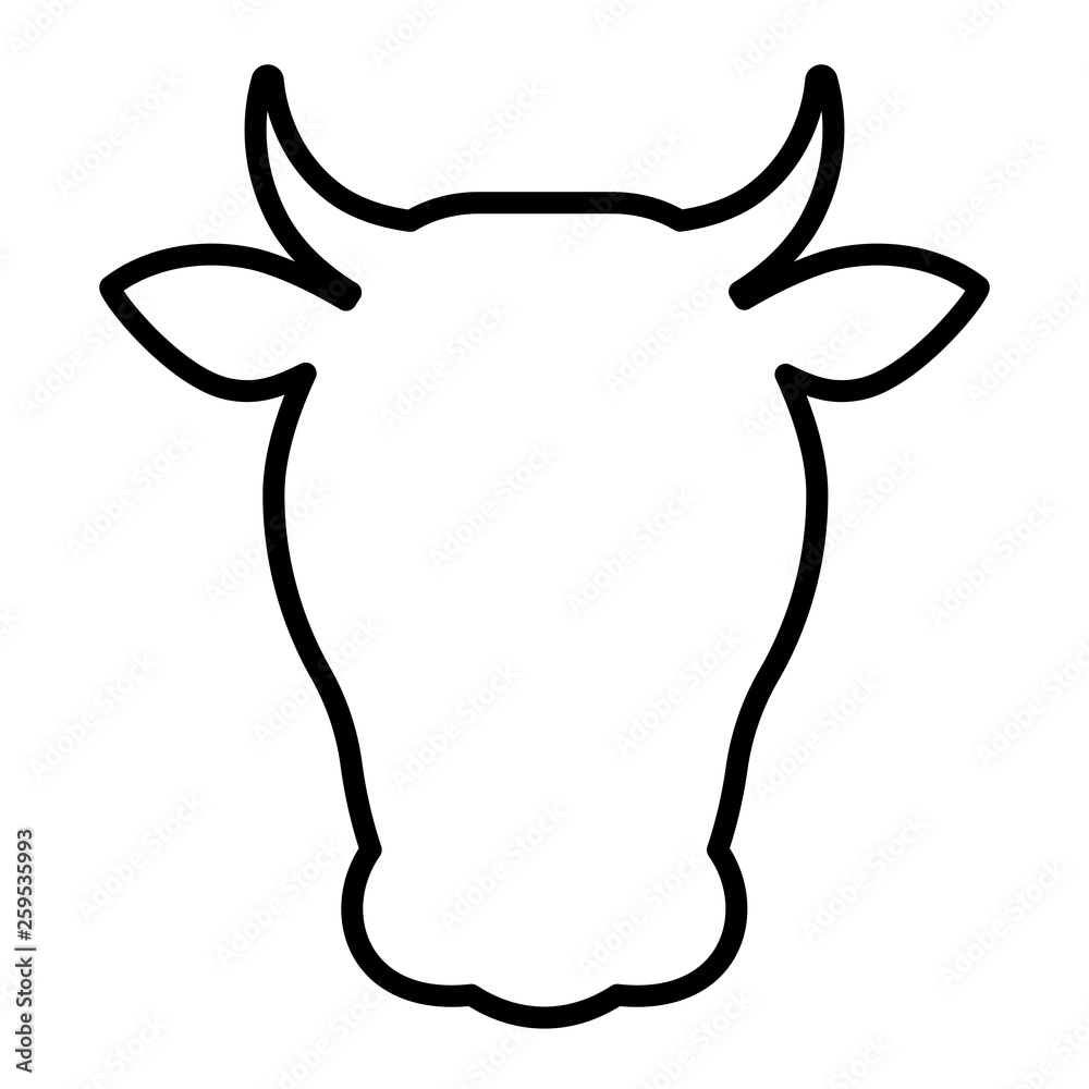 Cow head outline icon. Clipart image isolated on white background Stock ...