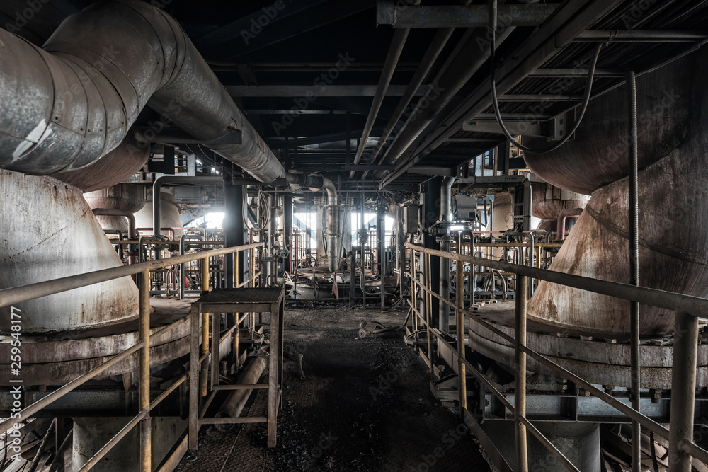 scene and details of an abandoned steel furnace building Stock Photo ...