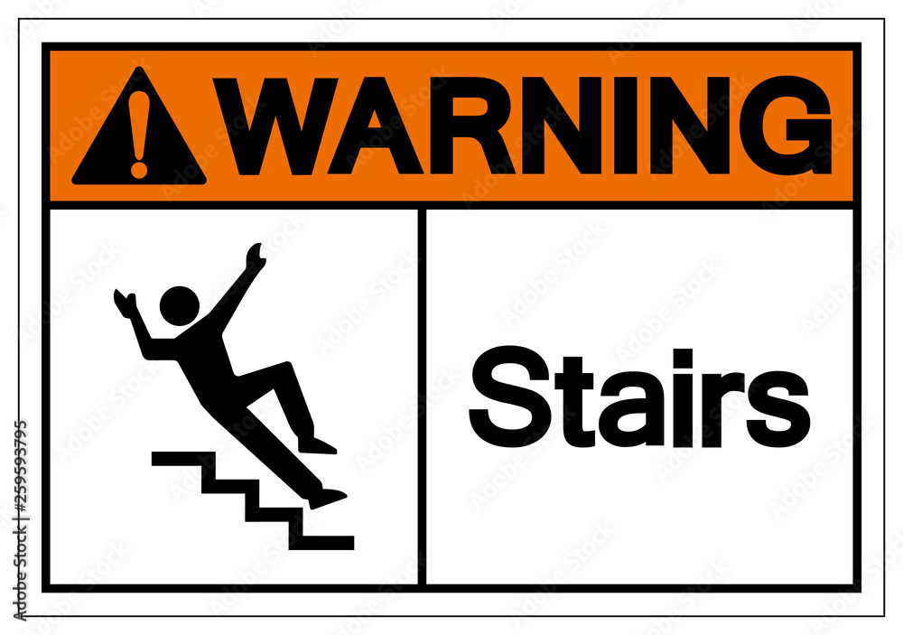 Warning Stairs Symbol Sign, Vector Illustration, Isolated On White ...