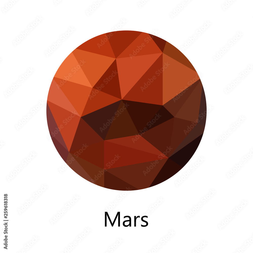 Mars. Triangle polygonal silhouette of solar system planet. Polygon ...