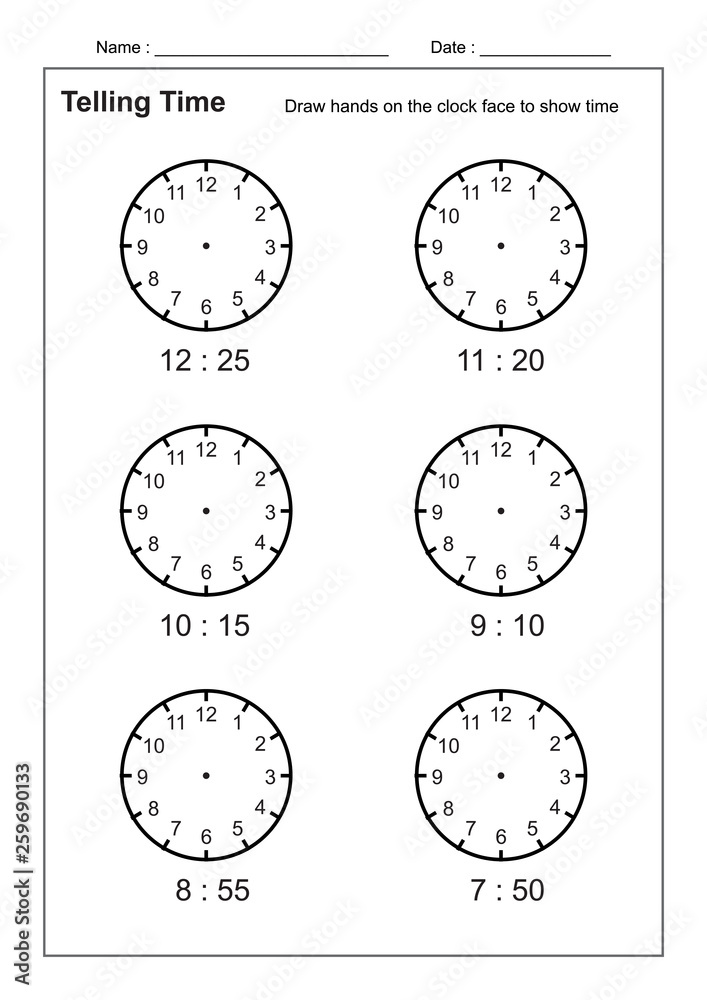 Telling Time Telling the Time Practice for Children Time Worksheets for ...