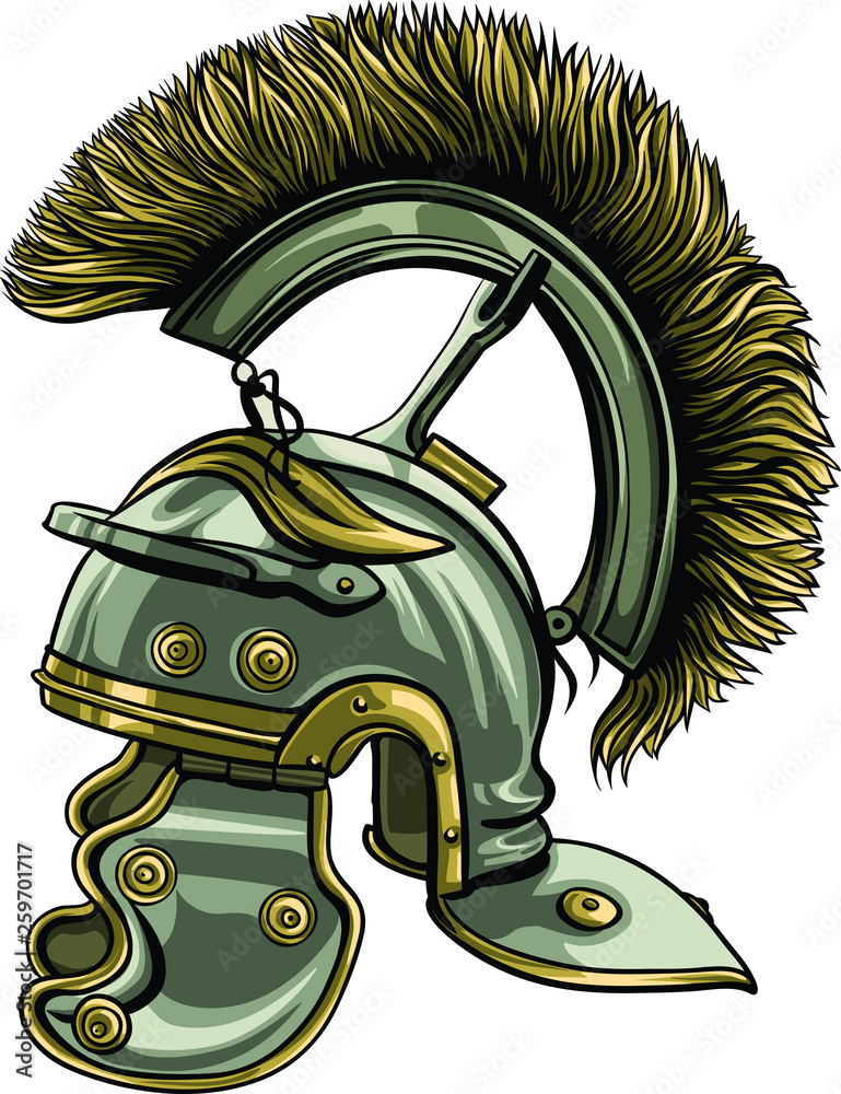 Roman centurion helmet with the crest vector format. Detailed, hand ...