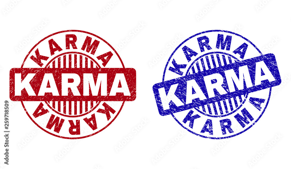 Image vectorielle Stock Grunge KARMA round stamp seals isolated on a ...