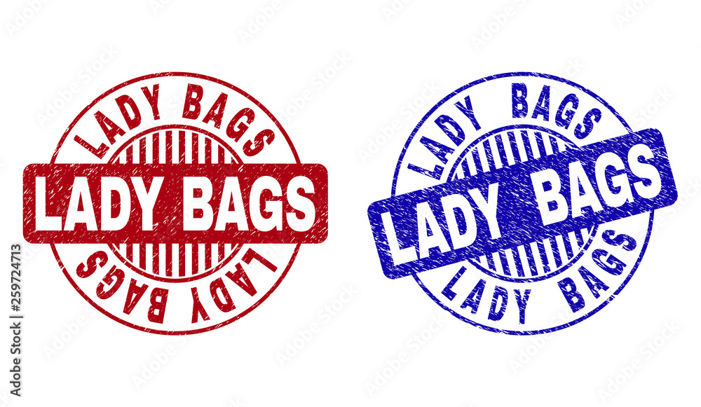 Grunge LADY BAGS round stamp seals isolated on a white background ...