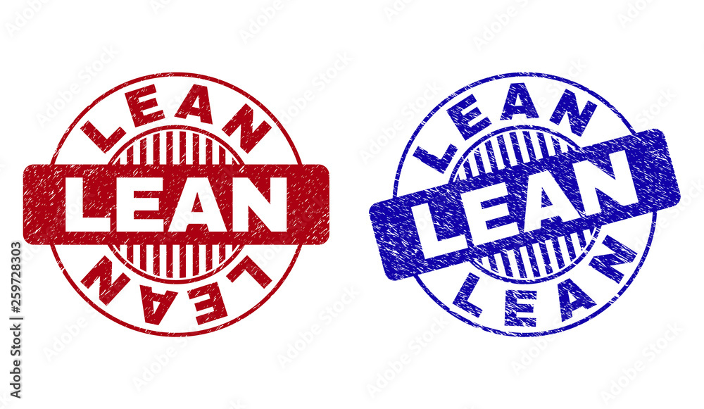 Grunge LEAN round stamp seals isolated on a white background. Round ...
