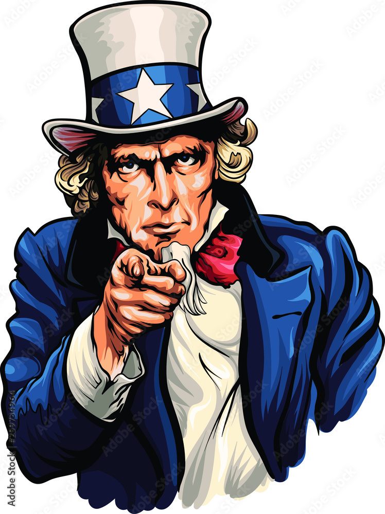 Uncle Sam vector illustration with pointing hand. 스톡 벡터 | Adobe Stock
