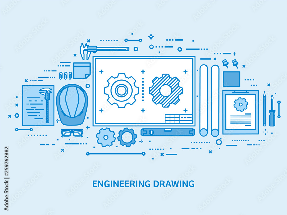 Engineering and architecture. Drawing construction. Architectural ...