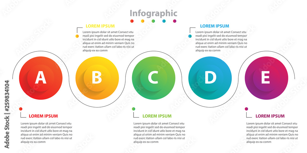 Vector de Stock infographic 5 step presentation, infographic linear ...