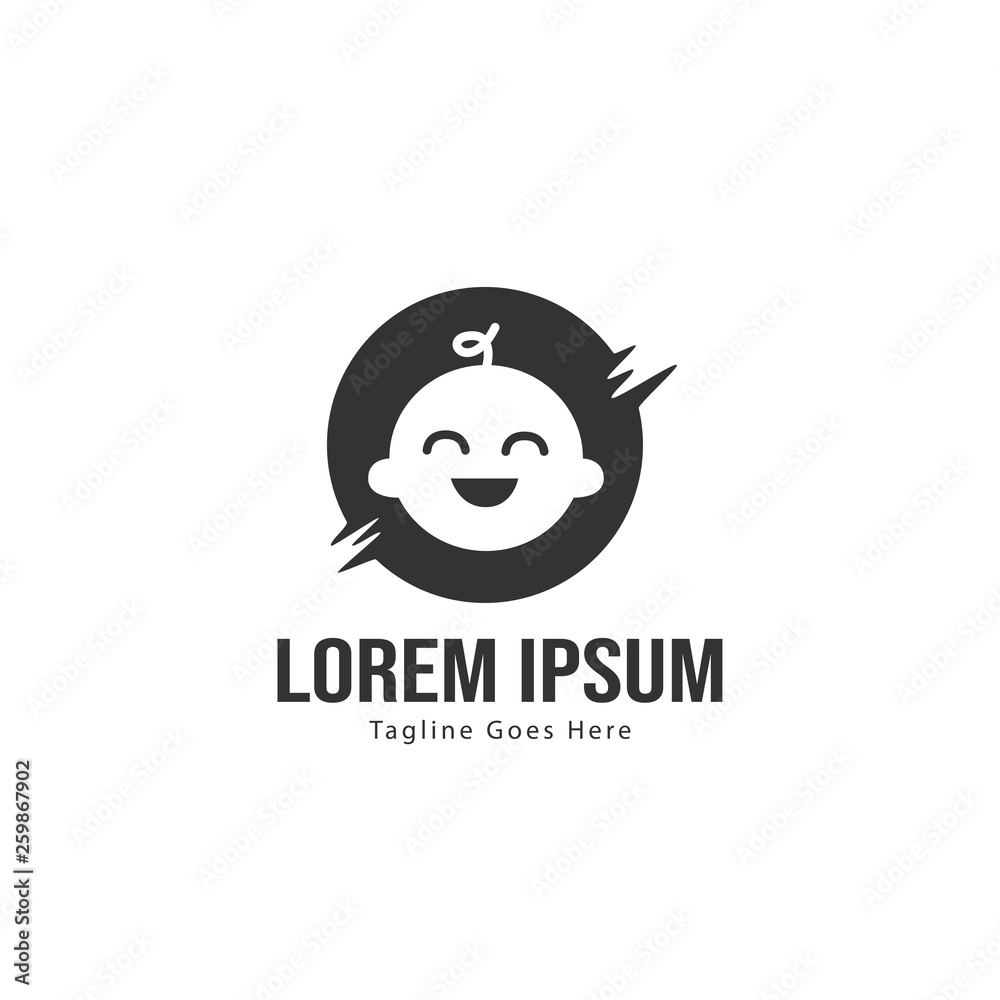 Baby logo template design. Minimalist baby logo with modern frame Stock ...