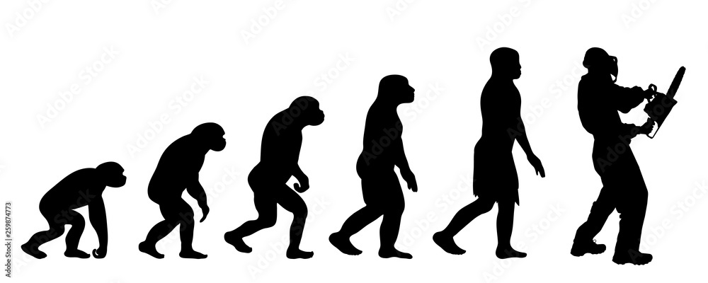 Theory of evolution of man. Vector silhouette of homo sapiens. Symbol ...