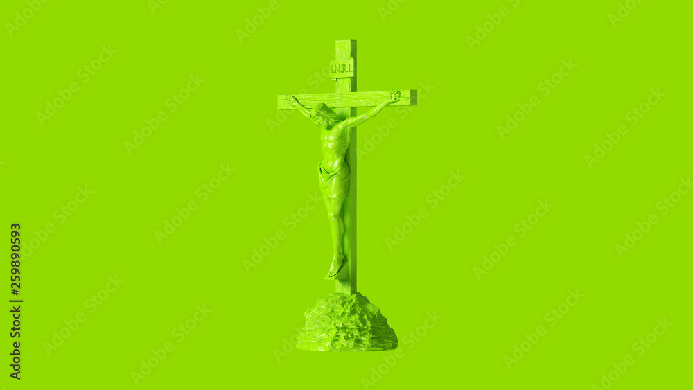 Green Jesus Christ on the Cross with a Crown of Thorns Jesus of ...