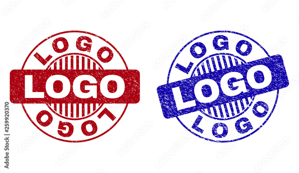 Grunge LOGO round stamp seals isolated on a white background. Round ...
