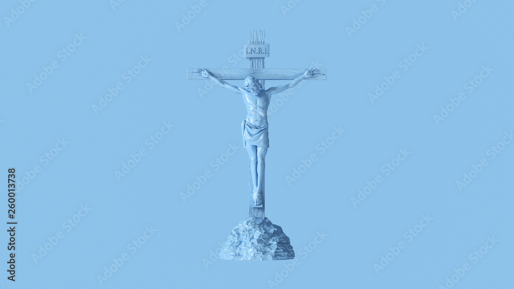 Pale Blue Jesus Christ on the Cross with a Crown of Thorns Jesus of ...