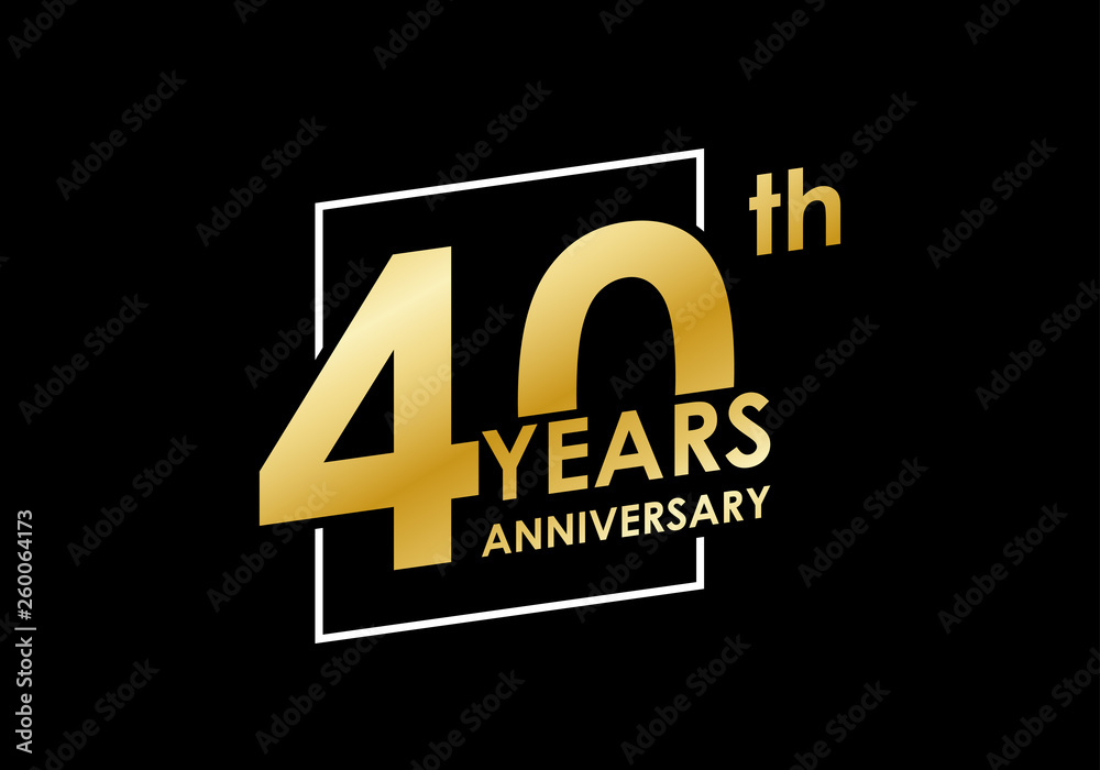 40 years Anniversary logo. 40th Birthday golden badge. Modern icon or ...