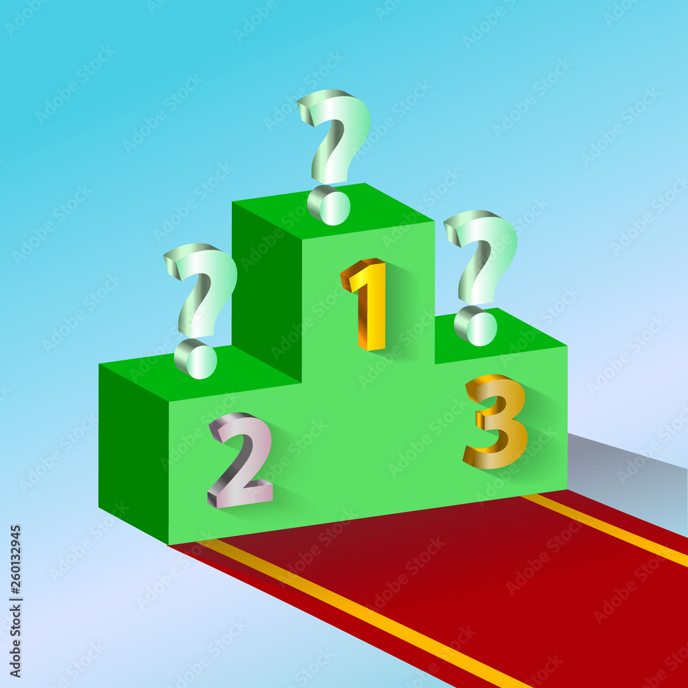 Winners Stage, prize podium pedestal of champions winners walk on red ...