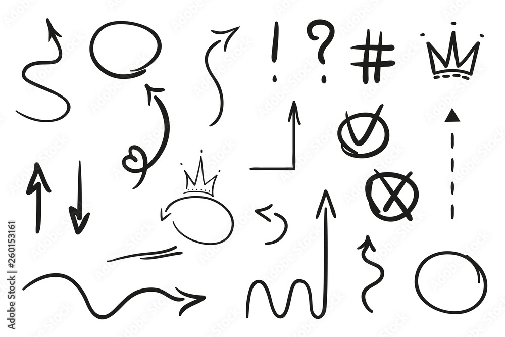 Infographic elements on isolated white background. Hand drawn simple ...