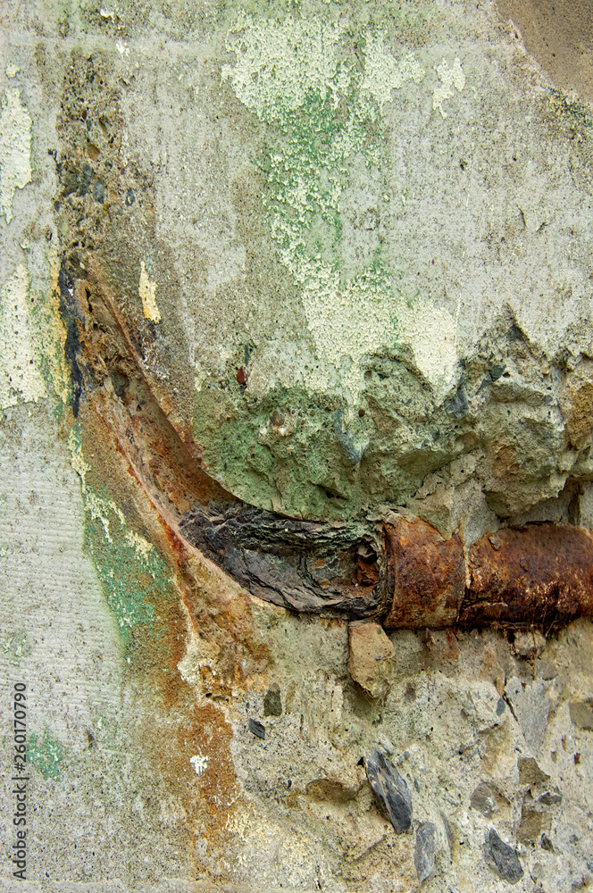 Corroding metal pipe Imbedded in concrete abstract, Battery Chamberlin ...