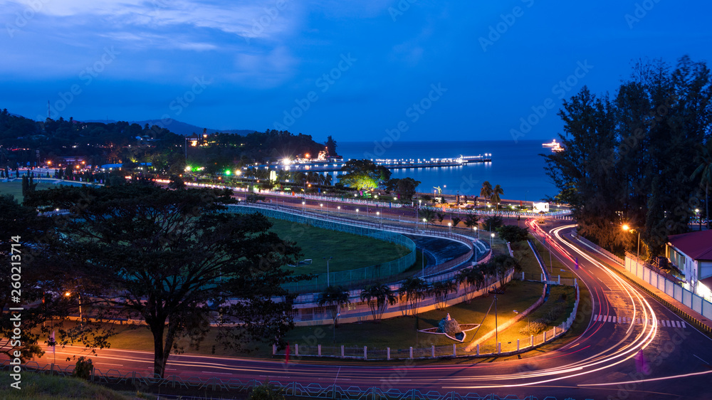 A stunning, vibrant nightscape of Marina Park, Port Blair of Andaman ...