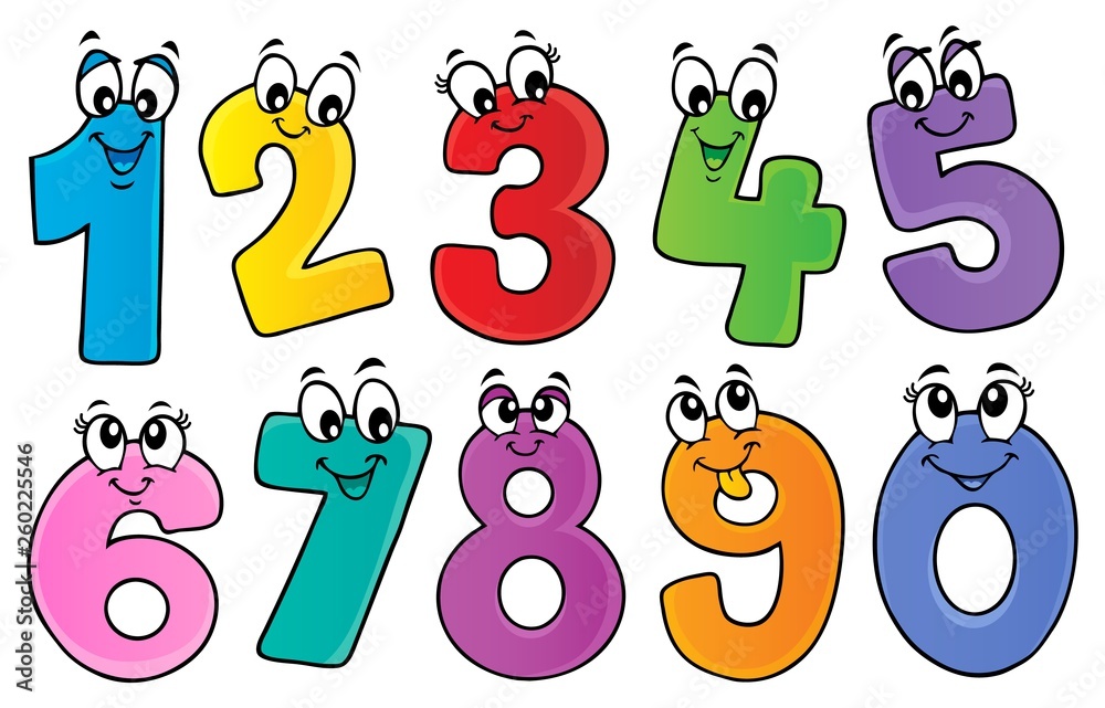 Cartoon numbers theme set 1 Stock Vector | Adobe Stock