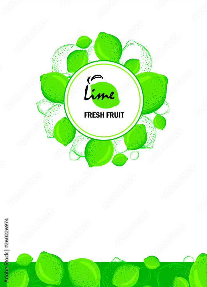 Packing template design of lime. Lime banner. Design for juice, tea ...