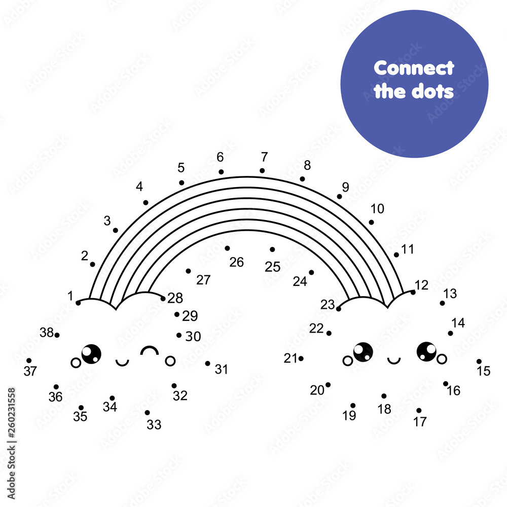 Connect the dots. Dot to dot by numbers activity for kids and toddlers. Children educational ...