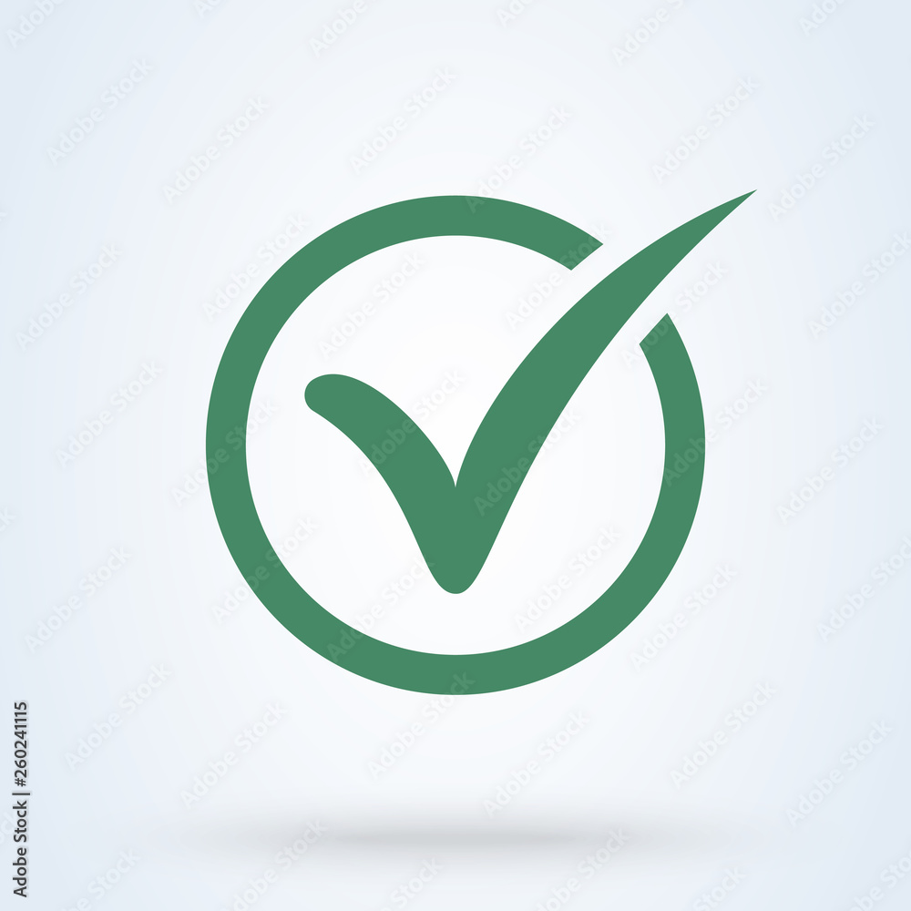 Green check mark icon in a circle. Tick symbol in green color, vector ...