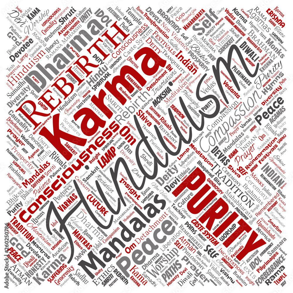 Vector conceptual hinduism, shiva, rama, yoga square red word cloud ...