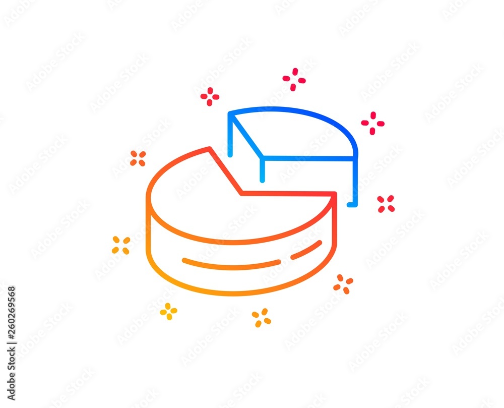 Pie chart line icon. Presentation 3d graph sign. Market analytics symbol. Gradient design ...