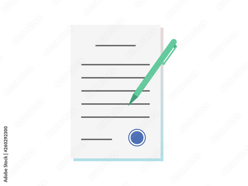 Vector form, stamp and pen. Filling document concept. Memorandum ...