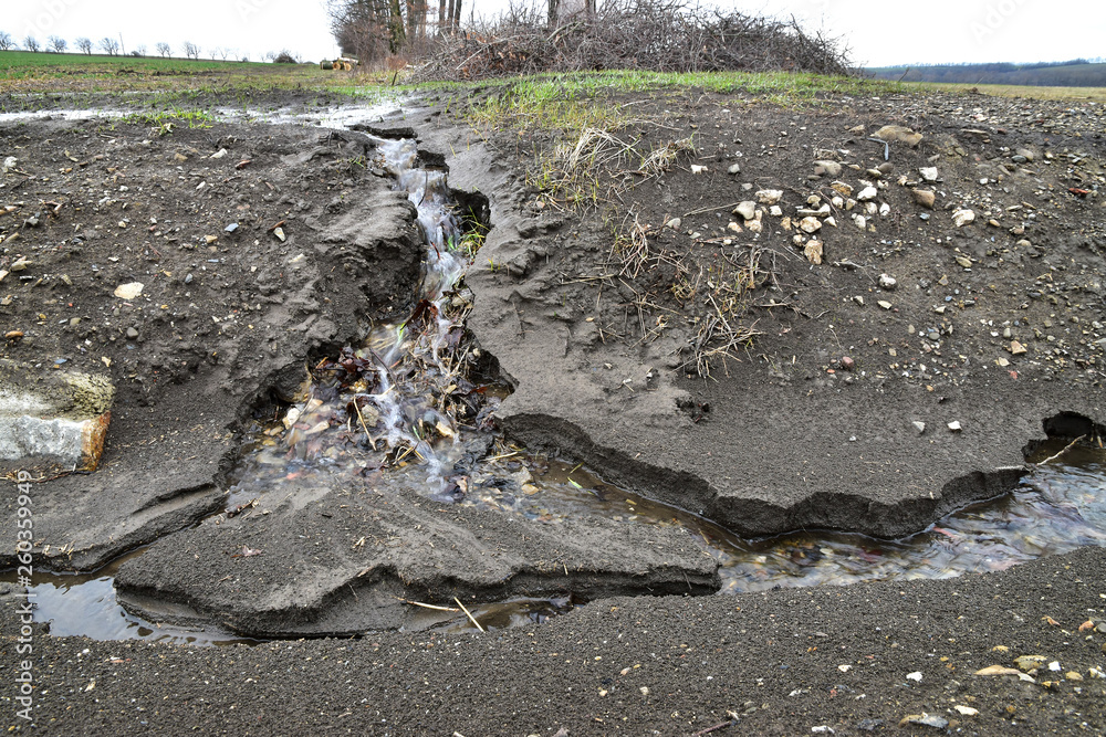 Earth erosion soil erosion by water lofting ground away Stock Photo ...