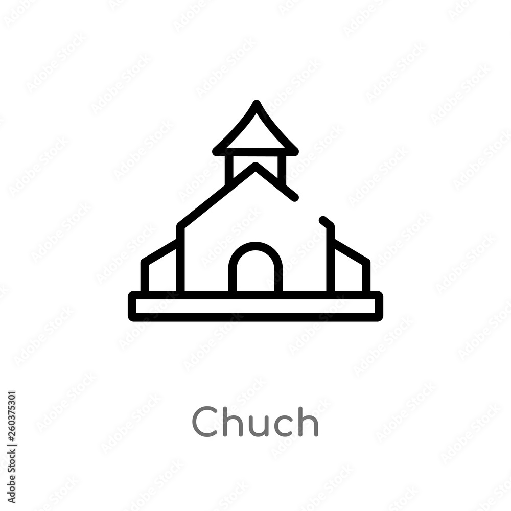 outline chuch vector icon. isolated black simple line element ...