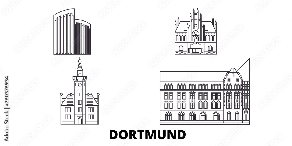 เวกเตอร์ Stock Germany, Dortmund flat travel skyline set. Germany ...
