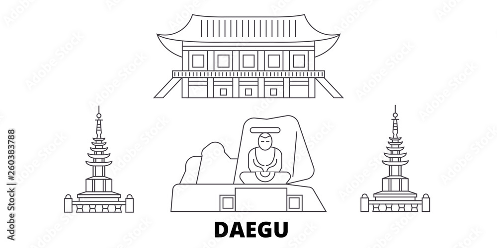 South Korea, Daegu flat travel skyline set. South Korea, Daegu black ...