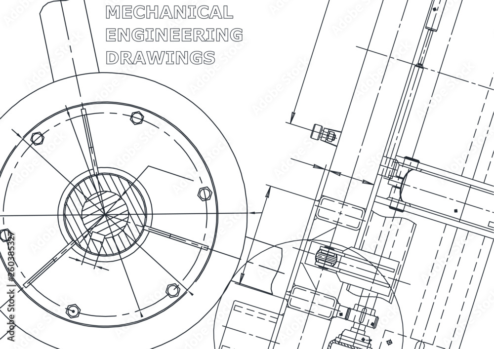 Cover, flyer, banner. Vector engineering illustration. Blueprint ...