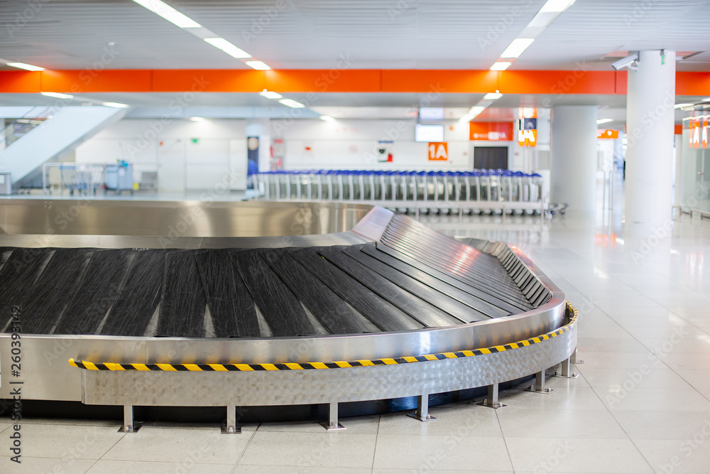 Scanner for baggage inspection. Empty tape to move hand luggage when ...