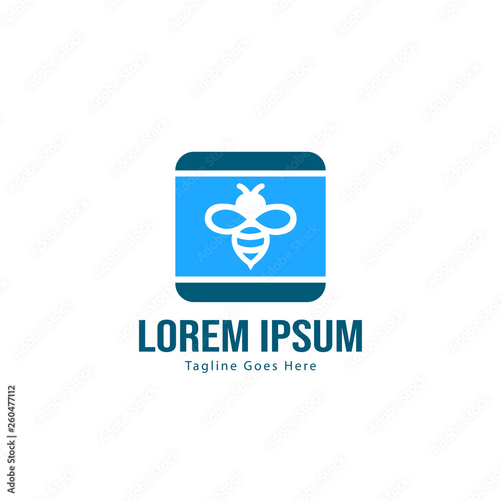 Bee logo template design. Minimalist bee logo with modern frame Stock ...