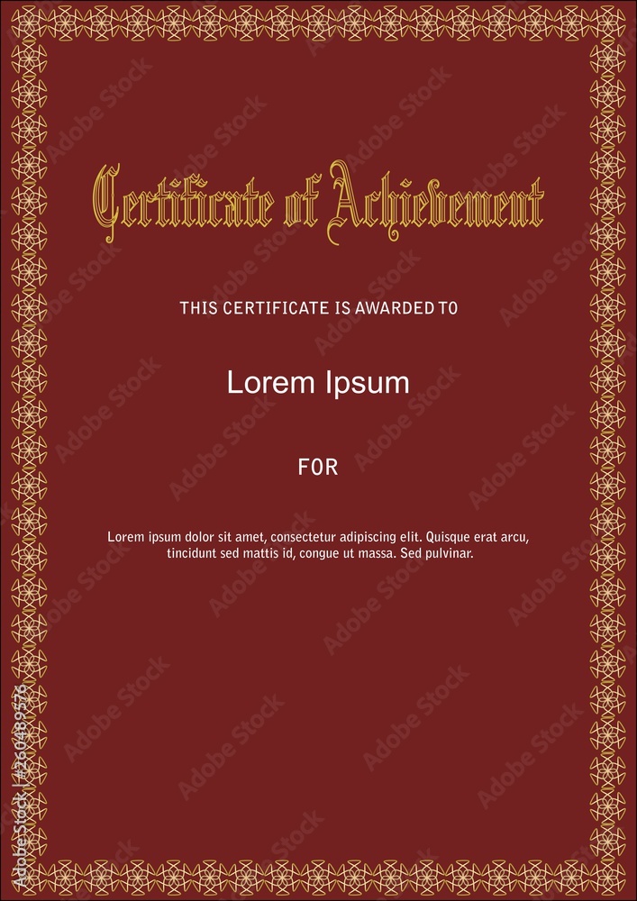 Certificate template in vintage design with ornate ornamental border ...