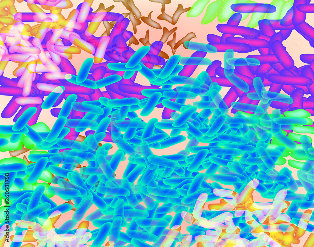 Good bacteria flora colon background. Probiotic, prebiotic, synbiotic ...