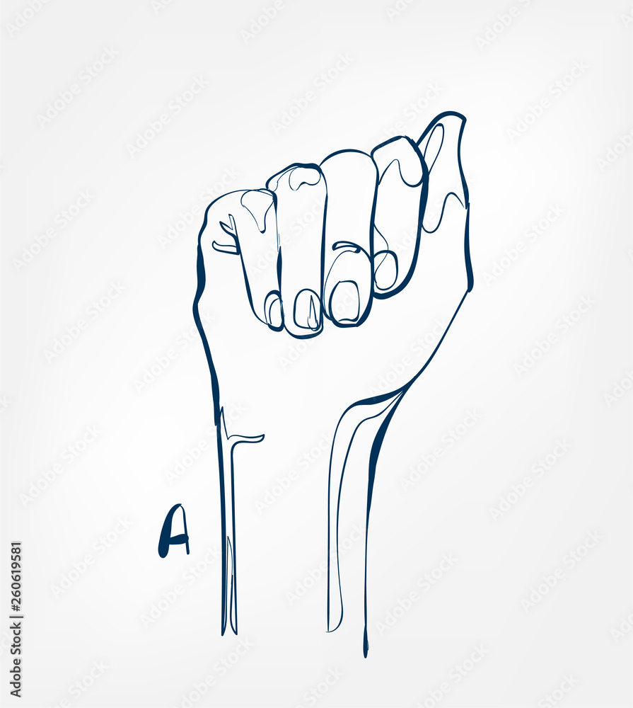 letter hand alphabet sign vector sketch line illustration Stock Vector ...