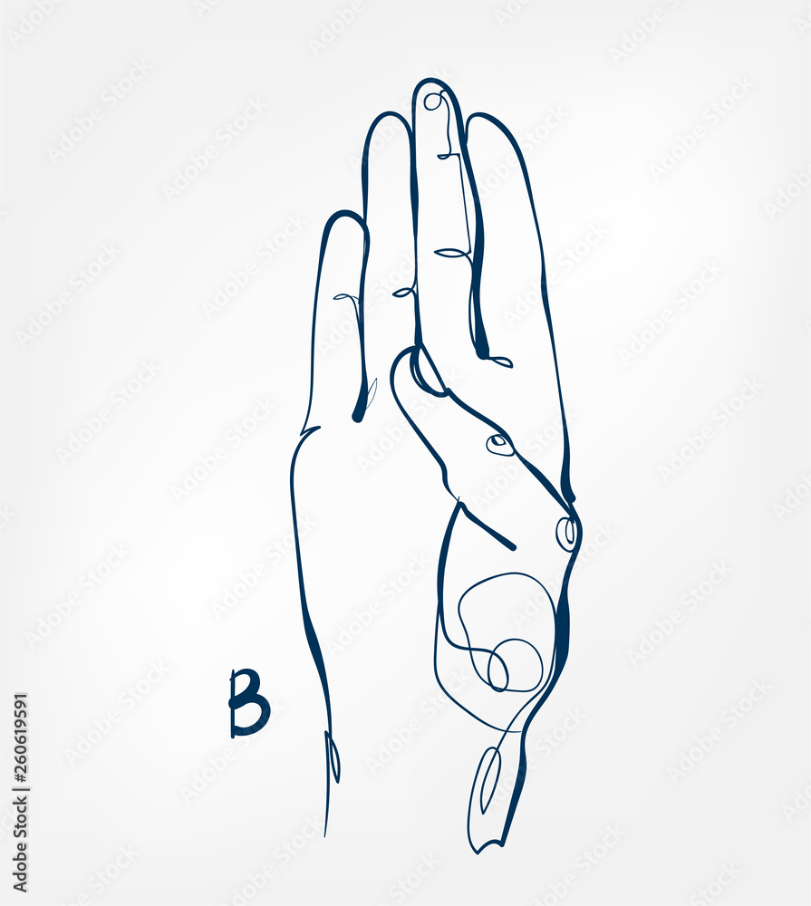 letter hand alphabet sign vector sketch line illustration Stock Vector ...