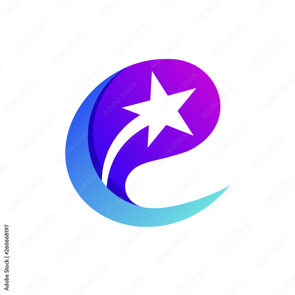 Letter E With Star Shape Logo Vector Stock Vector | Adobe Stock