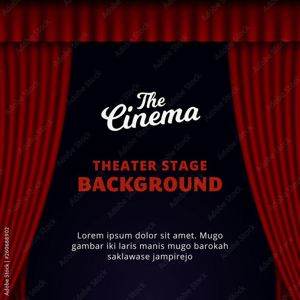 Theater stage background design. opened red curtain vector illustration ...