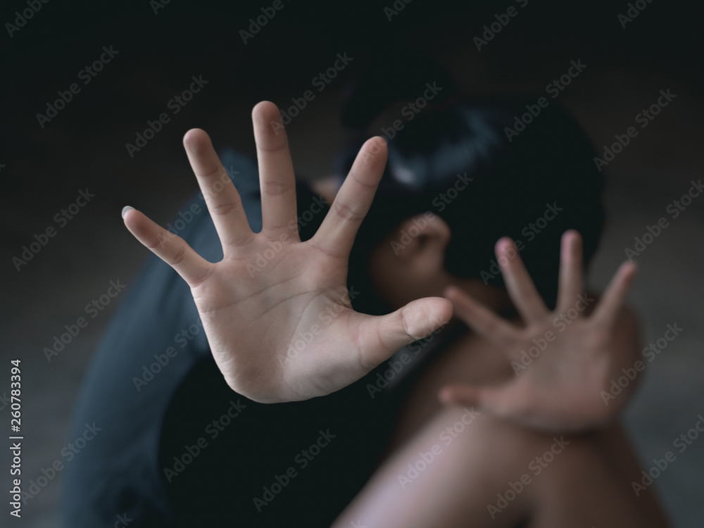 Stop violence and rape concept,concept photo of sexual assault,traumatized young girl Stock ...