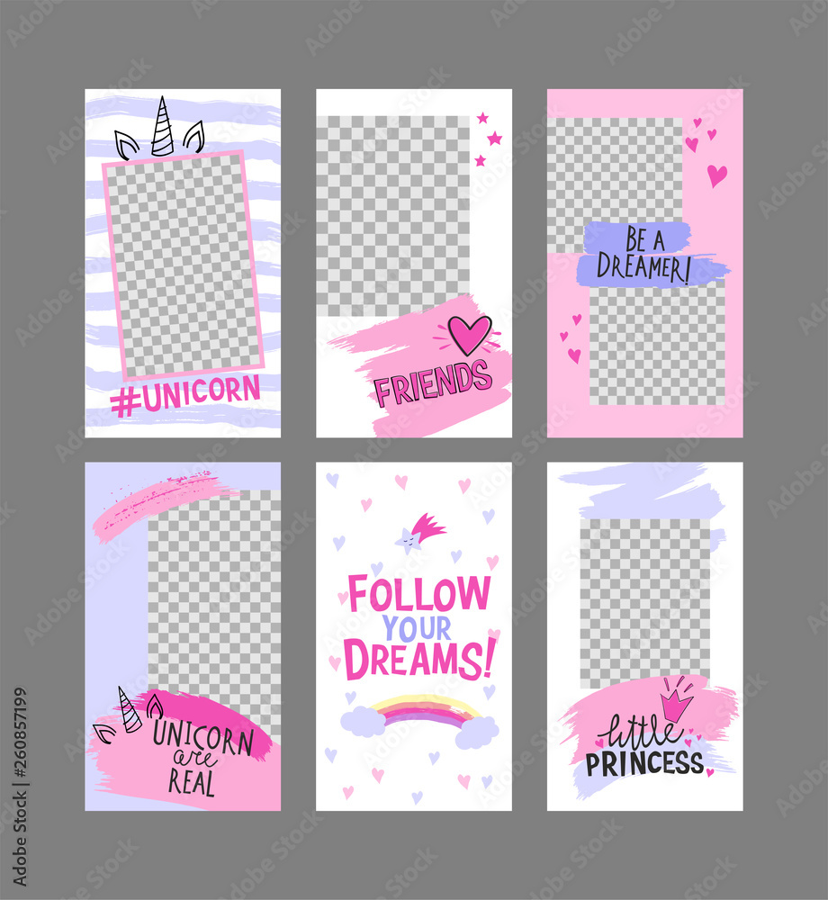 6 editable layout templates for social media stories, mobile apps ...