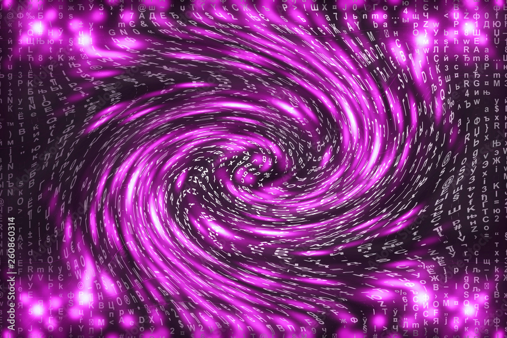 Pink matrix digital background. Distorted cyberspace concept ...